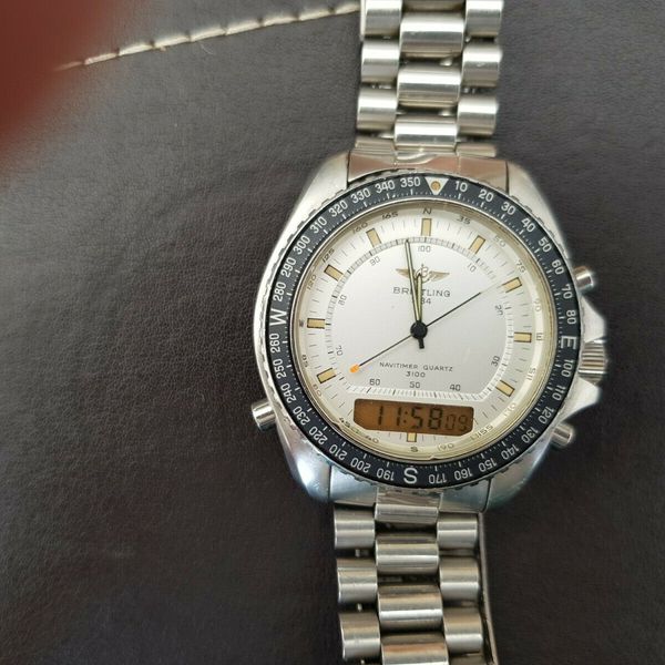 Stunning Breitling Navitimer 3100 A51037 White Face Gents Watch Box and ...