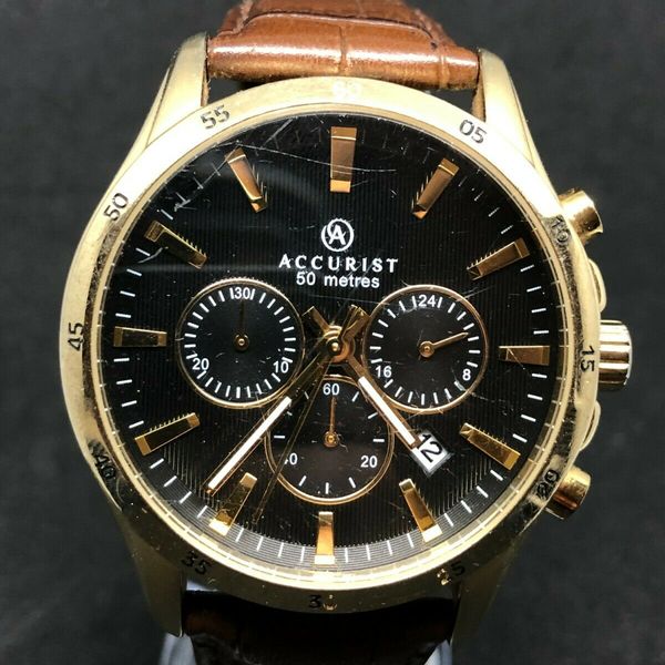Accurist Gents Classy Chronograph Watch MS644 CAL.JS25 Brown Leather ...