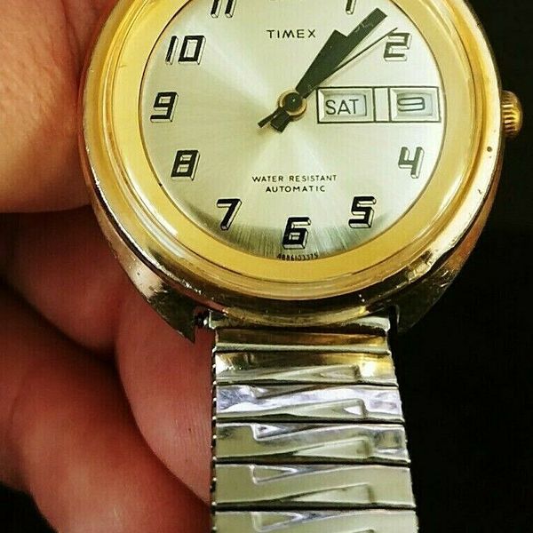 Vintage Timex Viscount Automatic Gold Tone Day & Date 1975 Men's Watch ...