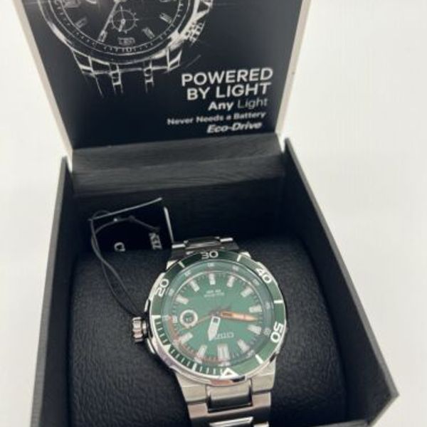 Citizen Men's Eco-Drive Endeavor Green Dial Stainless Steel Watch ...