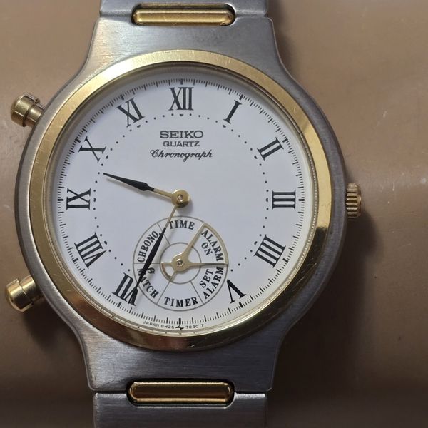 Vintage Seiko 8M25-7020 Two-Tone Chronograph "Dancing Hands" Alarm ...