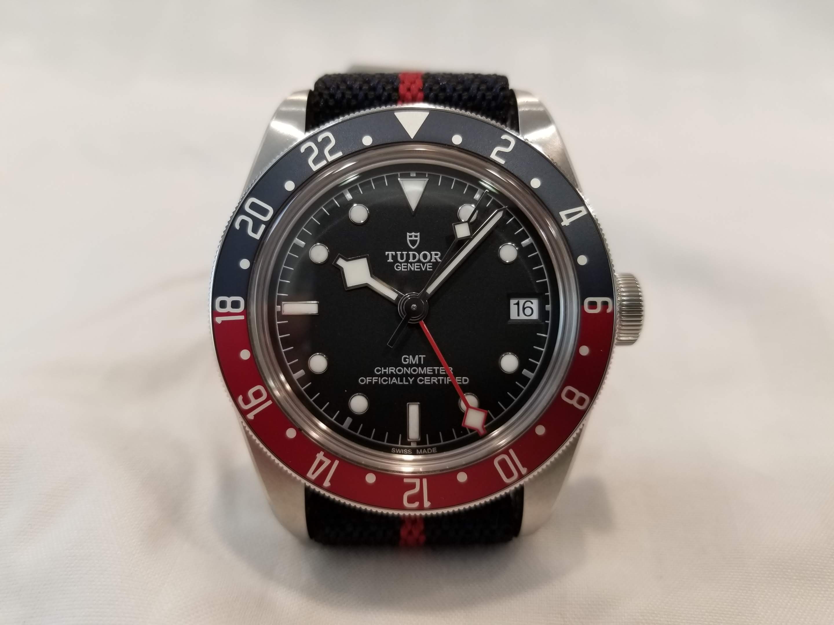 Tudor 79830RB Black Bay GMT Pepsi with bracelet, C&B Chevron, B&S ...