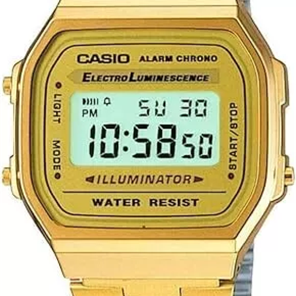 Casio Gold A168WG Unisex Stainless Steel Digital Alarm Eliminator Light ...