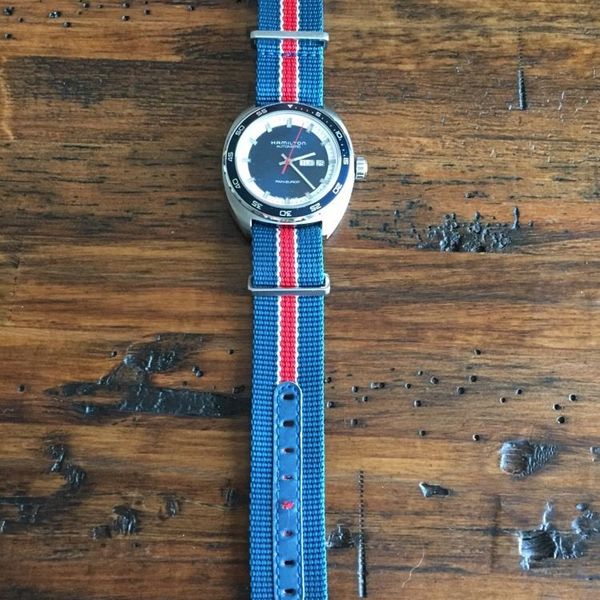 Hamilton Pan Europ H30 Blue Dial Automatic Day Date $800 | WatchCharts