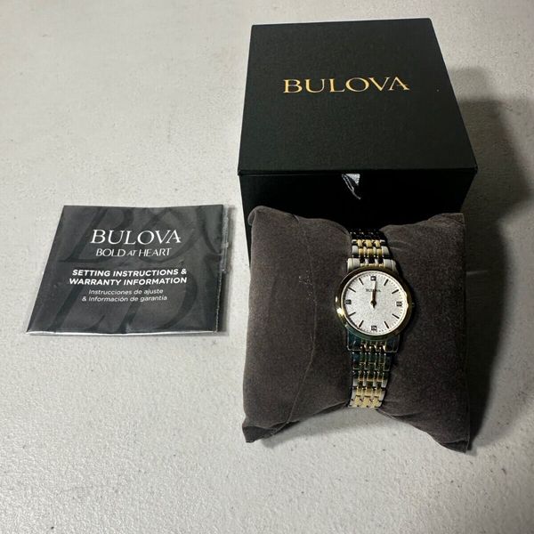 Bulova 98P115 Two Tone Diamond Embellished Dial Steel Women's BROKEN ...