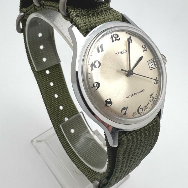 VINTAGE TIMEX MECHANICAL WIND UP MEN'S SILVER WATCH NATO STRAP ...