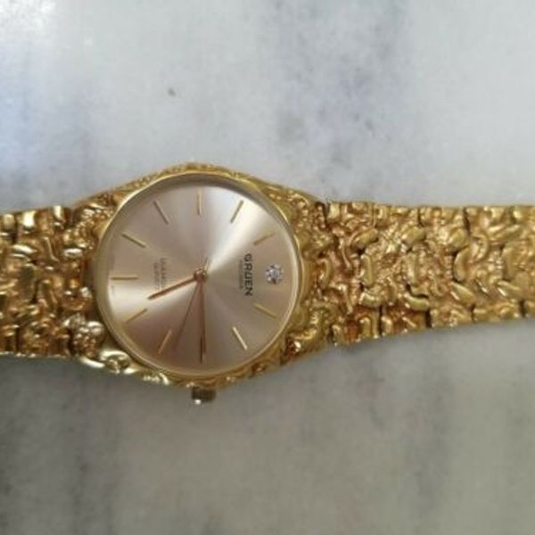 Vintage Gruen Diamond Quartz Gold Nugget Wristwatch 259-2035 | WatchCharts