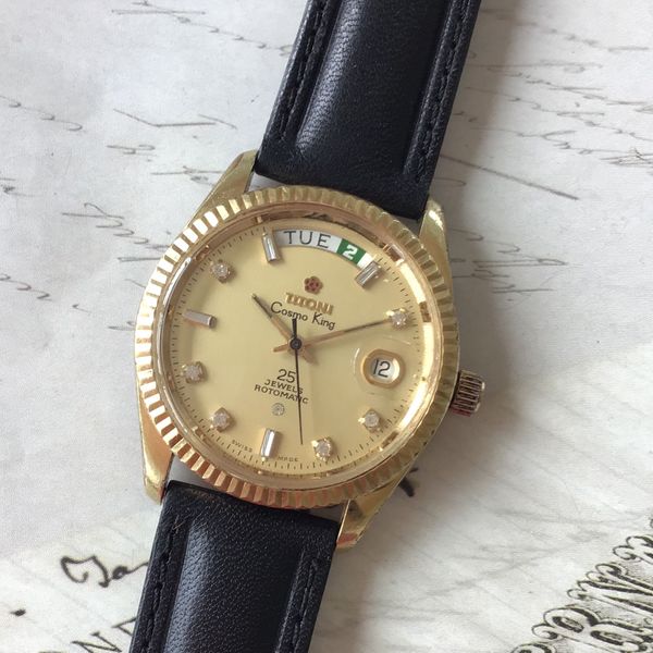 (SOLD) Titoni Cosmo King President Day & Date Rotomatic Swiss Made Men ...