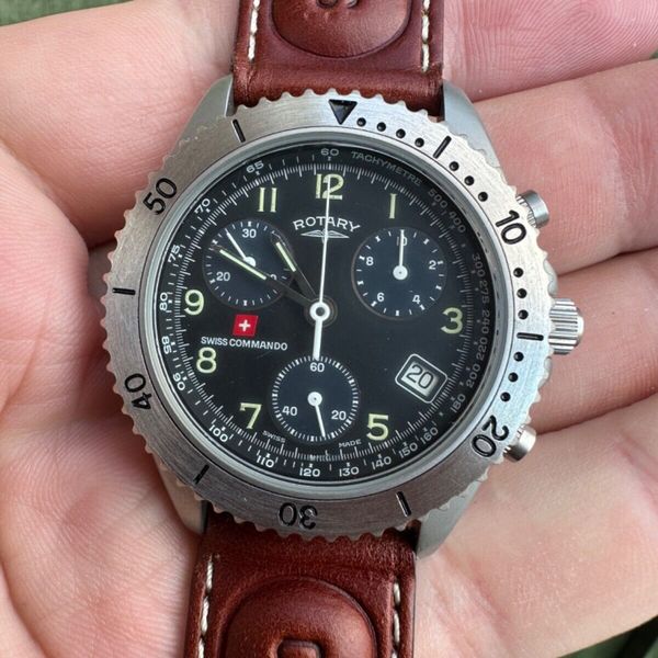 GENTS STUNNING ROTARY SWISS COMMANDO CHRONOGRAPH WATCH NEW OLD STOCK ...
