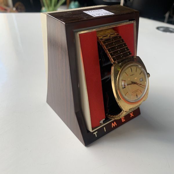 Rare Vintage Timex Square Manual Wind Gold Tone Watch Self Wind ...