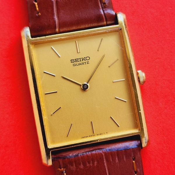 Seiko Tank Watch Vintage With Brown Leather Band 6530-5070 ...