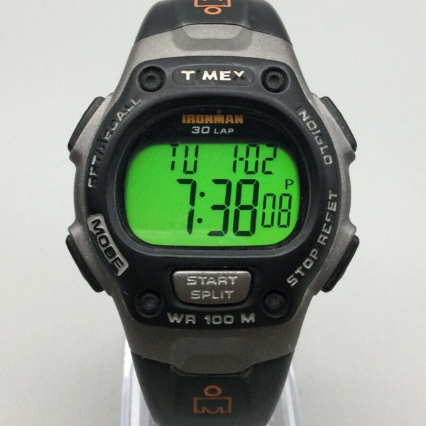 Timex Ironman Watch Men 37mm Indiglo Black Gray 30 Lap Day Date New ...