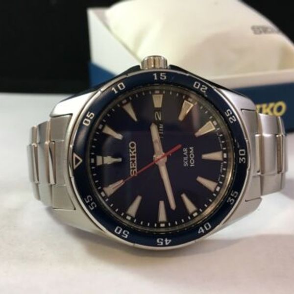 SEIKO Solar Blue Dial Stainless Steel Watch - SNE391 | WatchCharts ...