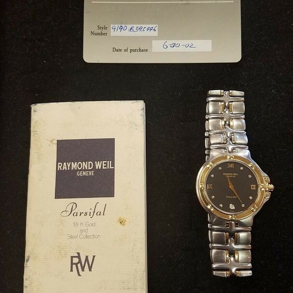 Raymond Weil Parsifal Diamond Mens Black Dial TwoTone Swiss Quartz ...