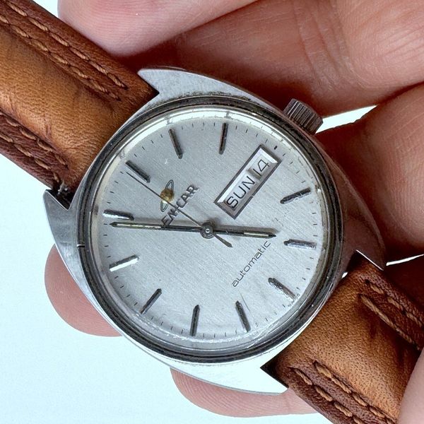 1960's ENICAR Automatic Stainless Steel Screw Back Day Date Signed ...