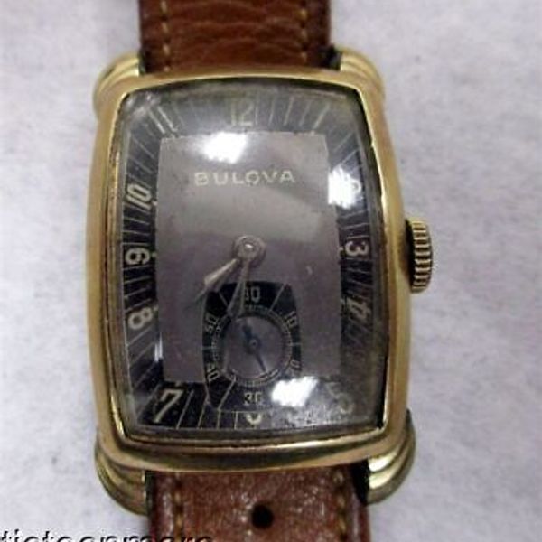 VINTAGE BULOVA SENATOR 8AE 17j GRAY DIAL WRIST WATCH MENS FANCY LUGS ...