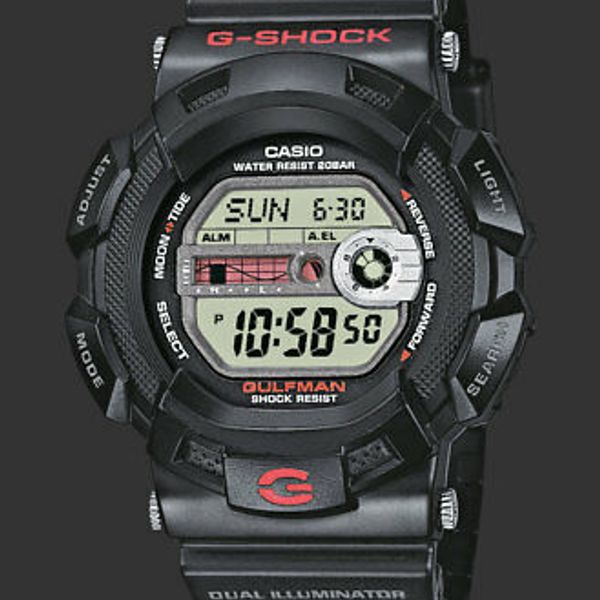 Casio g-shock g-9100-1er gulfman special surf tide and moon phase ...