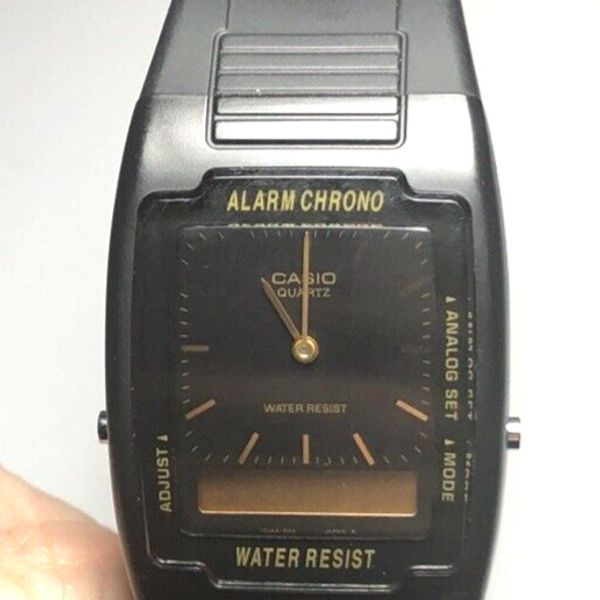Vintage Casio Men's Ana-Digi Watch Gold Black Alarm Chrono 756 AQ-47-1E ...