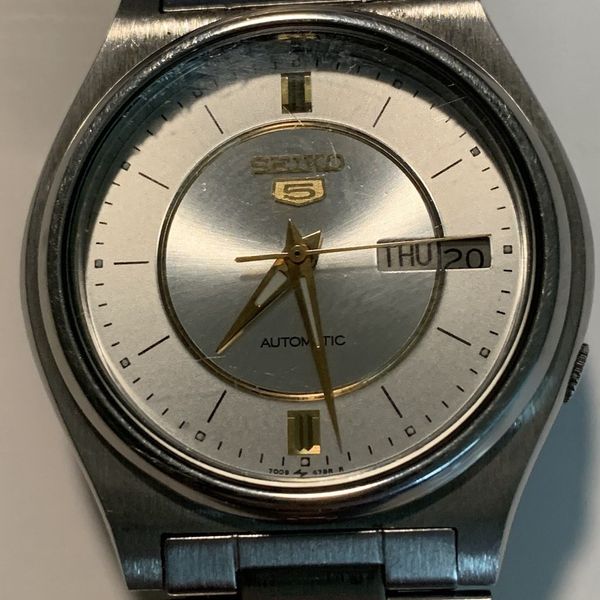 Seiko 5 Automatic Silver Men's Watch - 7009 Vintage Clean And Works | WatchCharts Marketplace