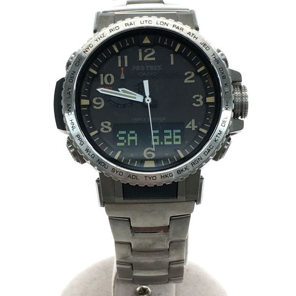 [Used] CASIO PRO TREK / Solar watch / Digiana / Stainless steel / BLK ...