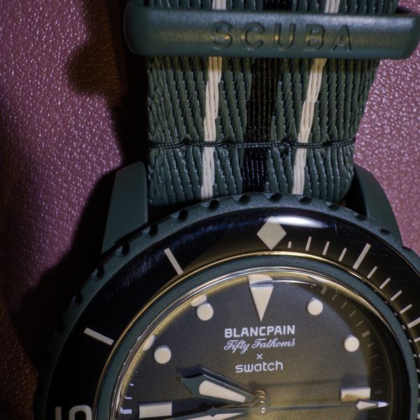 100% AUTH Swatch x Blancpain - Fifty Fathoms - Green Abyss Watch NO ...
