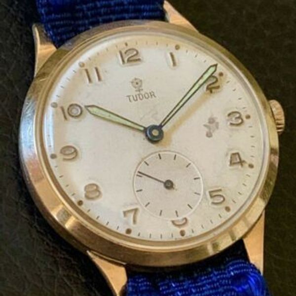 Vintage Tudor Rolex Solid Gold Rolex Signed Case Blued Steel Hands ...