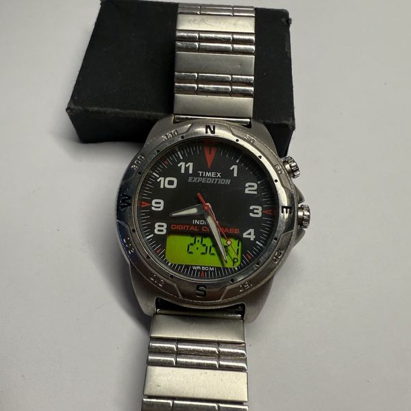 TIMEX EXPEDITION MEN'S DIGITAL COMPASS ANALOG/DIGITAL RED&BLACK WATCH ...