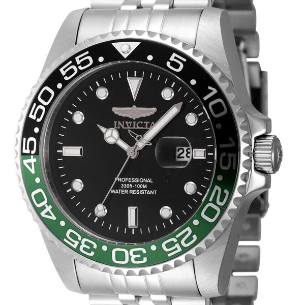 New Invicta 47mm GRAND PRO DIVER Quartz Black Dial Silver Tone SS Watch ...