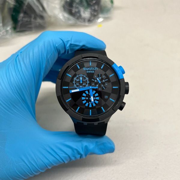 SWATCH CHECKPOINT BLUE SB02B401 Wristwatch Originals Big Bold Chrono ...