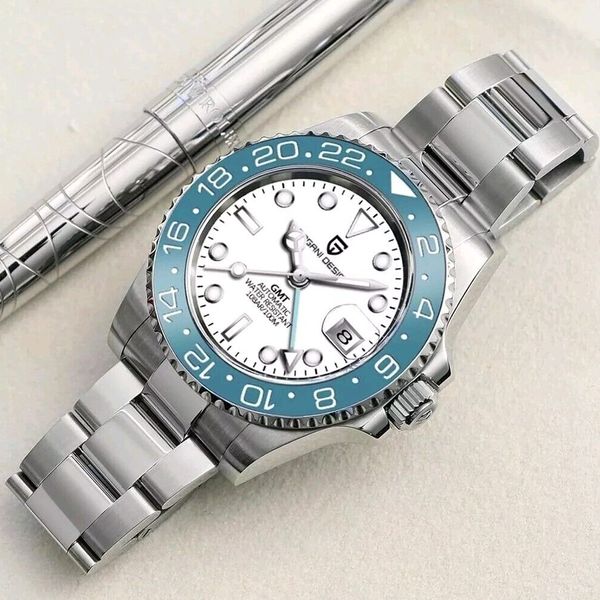 Pagani Design GMT Automatic Watch Light Blue Bezel New | WatchCharts ...