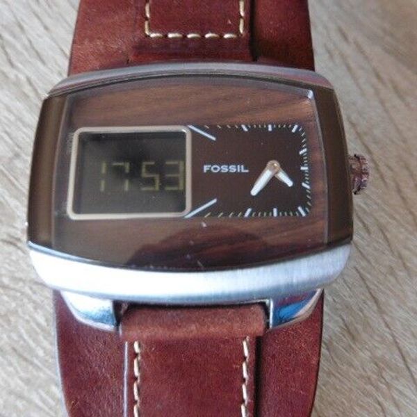 FOSSIL JR 9633 Authentic Vintage ANADIGI DUALTIME WRISTWATCH ...