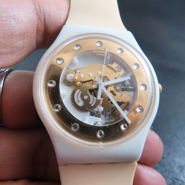 King Size 41MM Swiss Made Swatch Skeleton Quartz Men Watch ...