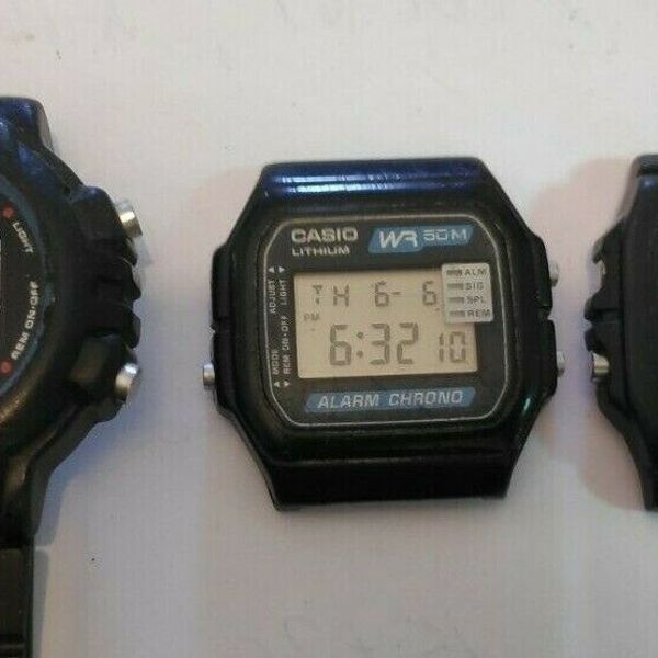 Lot of 3 vintage Casio digital w-84 w-720 dw-280 mens watch ...