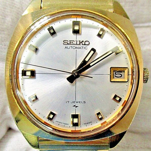 VTG SEIKO AUTOMATIC GOLD TONE STAINLESS STEEL WATCH 17 JEWELS ...