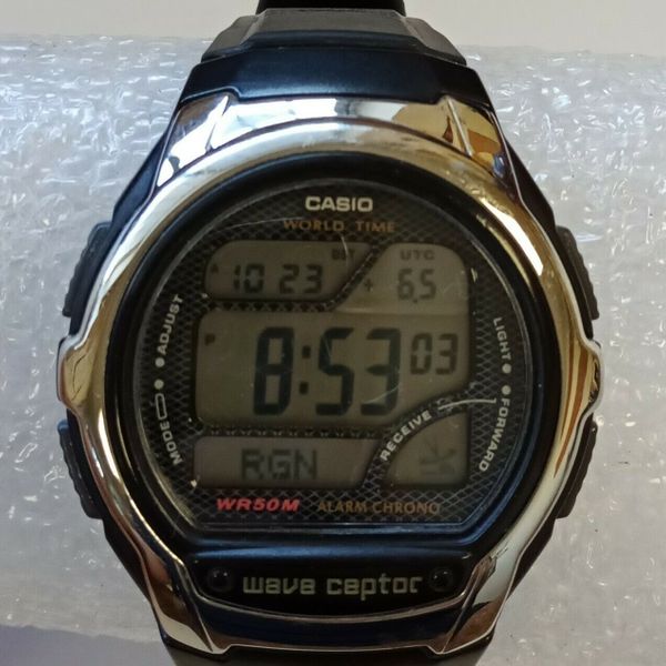 Casio Wave Ceptor Men's Quartz World Time Watch Wv58a-1Av New Battery ...