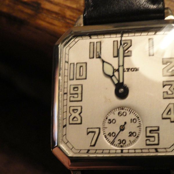 Hamilton Art Deco 1st Generation Square 1926 14k white gold filled case ...