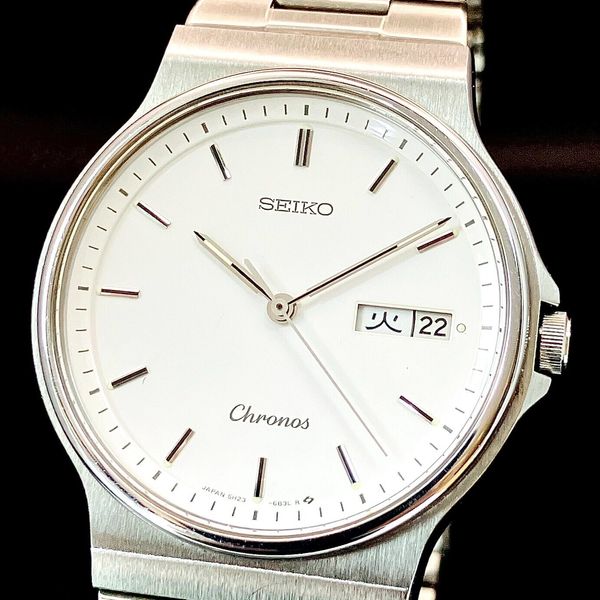 SEIKO WATCH CHRONOS 5H23-6B70 ANTIMAGNETIC QUARTZ DAY DATE KANJI Small ...