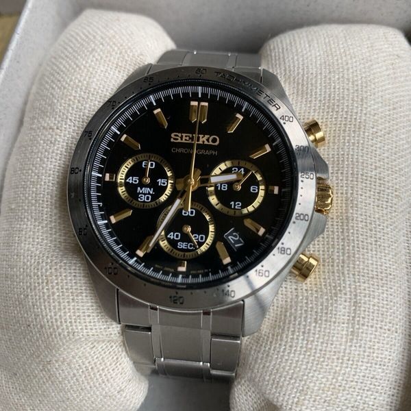 Seiko Spirit SBTR015 Black Dial Chronograph Stainless Steel Men's Watch ...