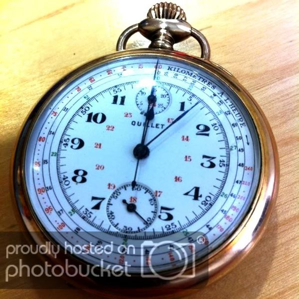 FS Quillet pocket watch monopusher chronograph. caliber Minerva 19 ...
