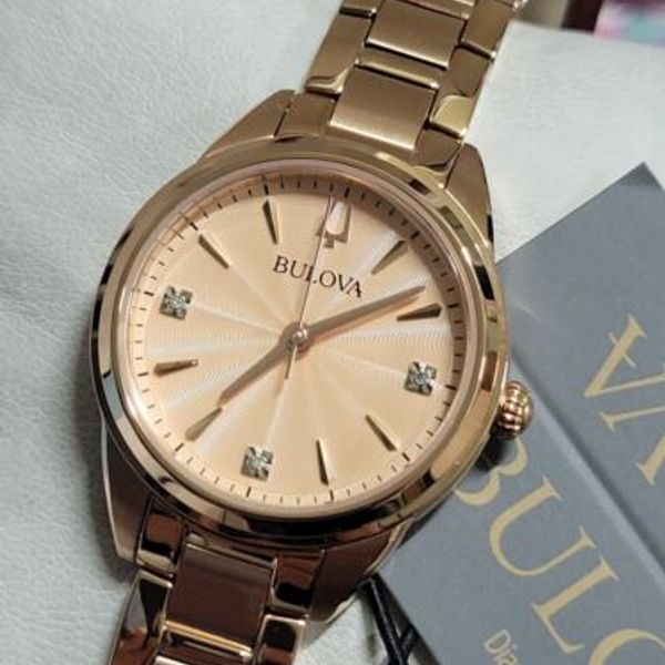 Bulova Sutton 28mm Rose Gold Stainless Steel Case with Rose Gold ...
