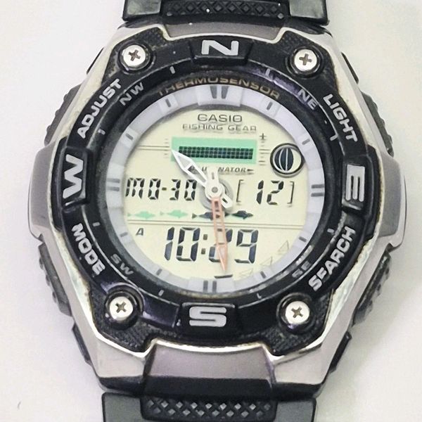 Orologio Vintage CASIO AQW-101 Pesca Marea Analogico/Digitale Nuove ...