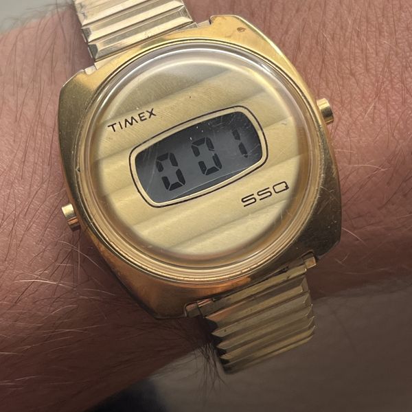Timex SSQ Digital Watch Beige With Speidel USA Band - NEW BATTERY ...