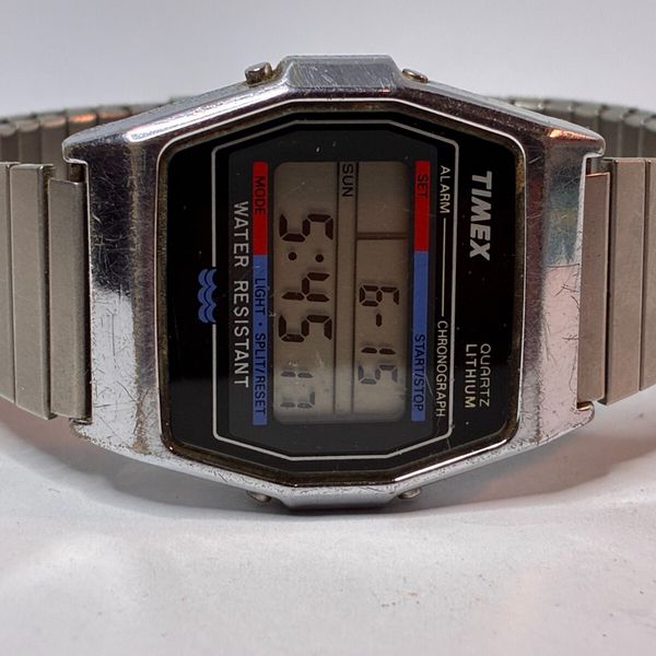 Working Vintage Men's Silver Timex Digital Watch DN | WatchCharts ...