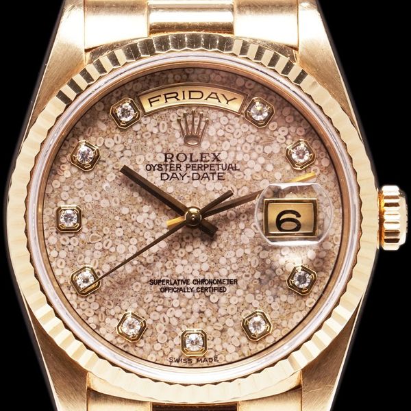 FS: *Unpolished* 1996 Rolex Day-Date (Ref. 18238) 18k YG Fossil Dial ...