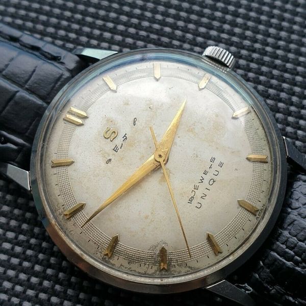 Vintage 1950s Seiko Unique 15 Jewels 14039 U Mens Manual Winding Japan Watch | WatchCharts ...