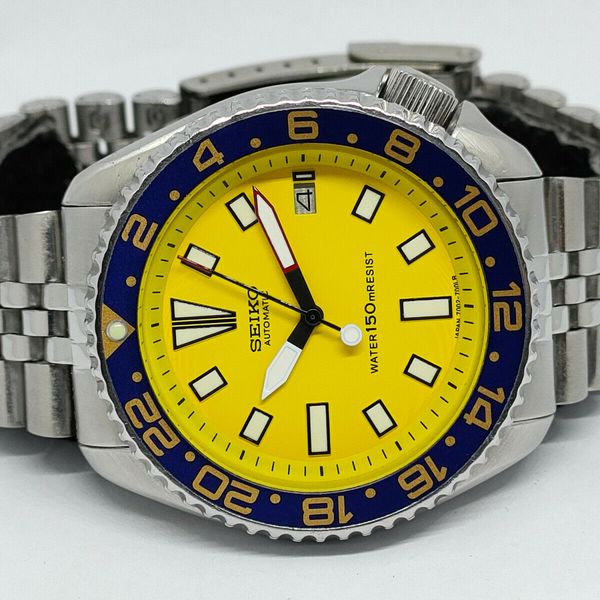 SEIKO DIVER AUTOMATIC WATCH 7002-7001 YELLOW FACE MOD 160228 | WatchCharts