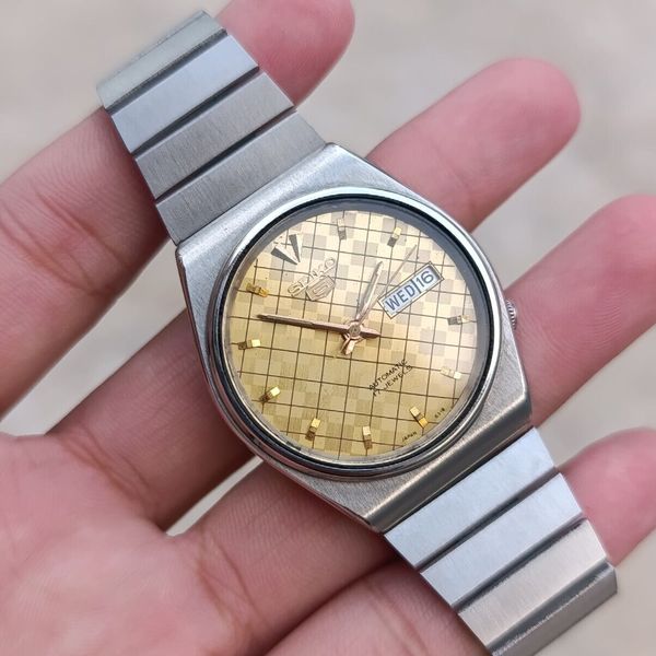 Vintage Seiko 5 Automatic 6309-6240 Golden Dial SS Day-Date Men's ...