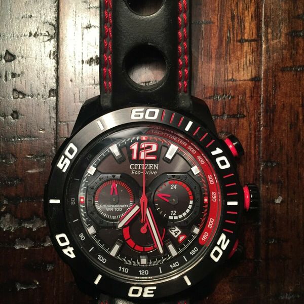 Citizen Chronograph Eco-Drive Men's Solar B620-S089808 Black and Red ...