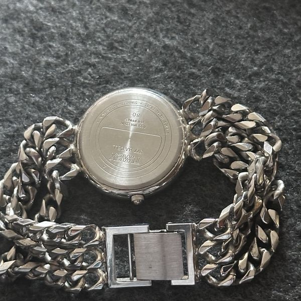 Vintage Timex Stainless Steel Curb Chain Watch needs battery ...
