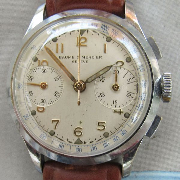 EXCELLLENT AUTHENTIC 1940's VINTAGE BAUME & MERCIER CHRONOGRAPH ...